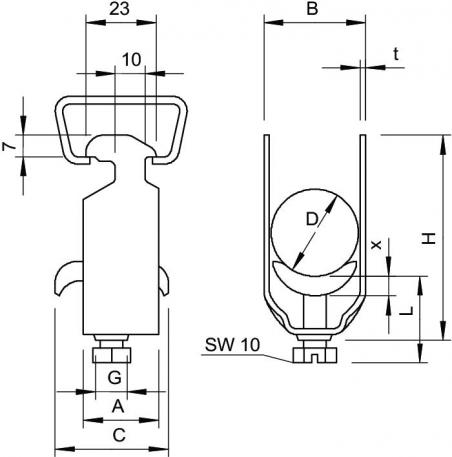 Clamp clip, single, FT metal pressure trough | OBO