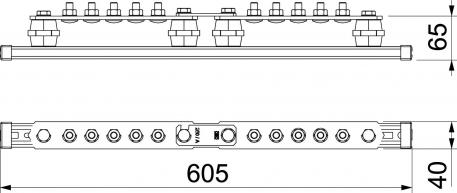 Equipotential busbar for flexible wall mounting with separation point | OBO