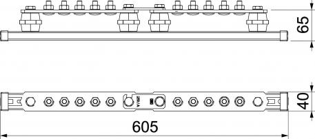 Equipotential busbar for flexible wall mounting with separation point | OBO