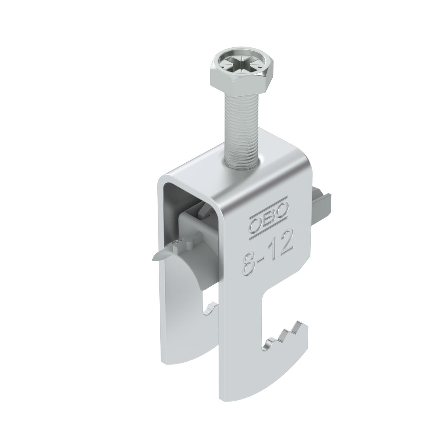 Clamp clip 2056, F-foot, single, plastic pressure trough, ALU | OBO