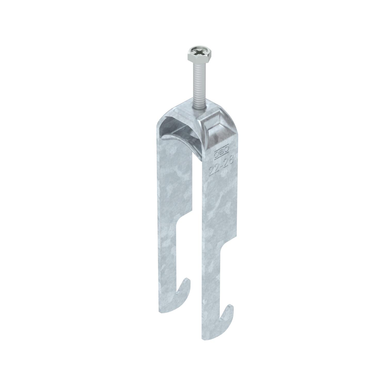 Clamp clip 2056, W-foot, double, metal pressure trough, FT | OBO