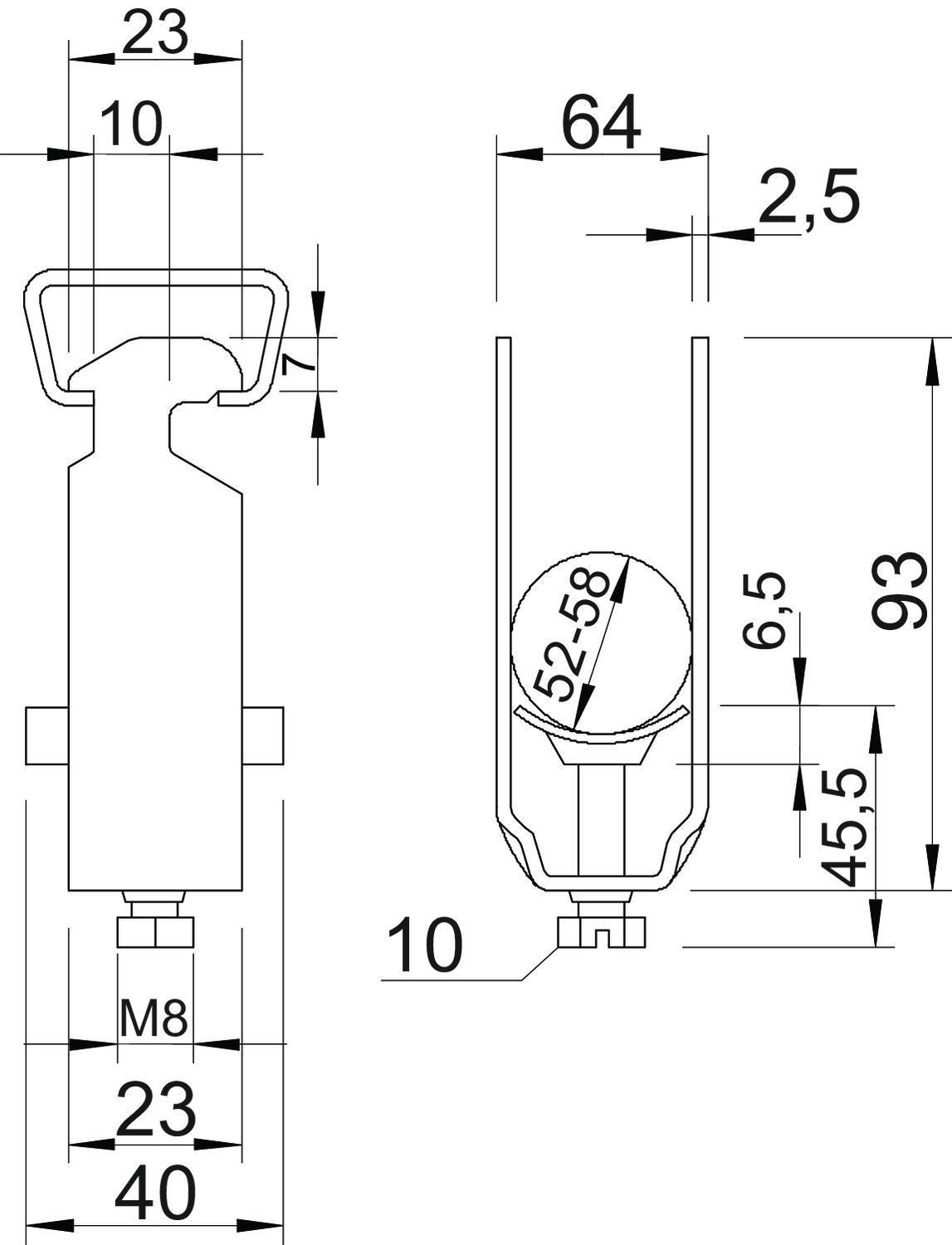 Clamp clip, single, plastic pressure trough, FT | OBO