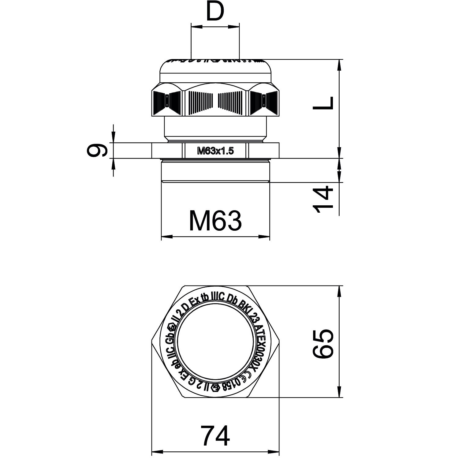 Cable gland, EX area, metric thread, black | OBO