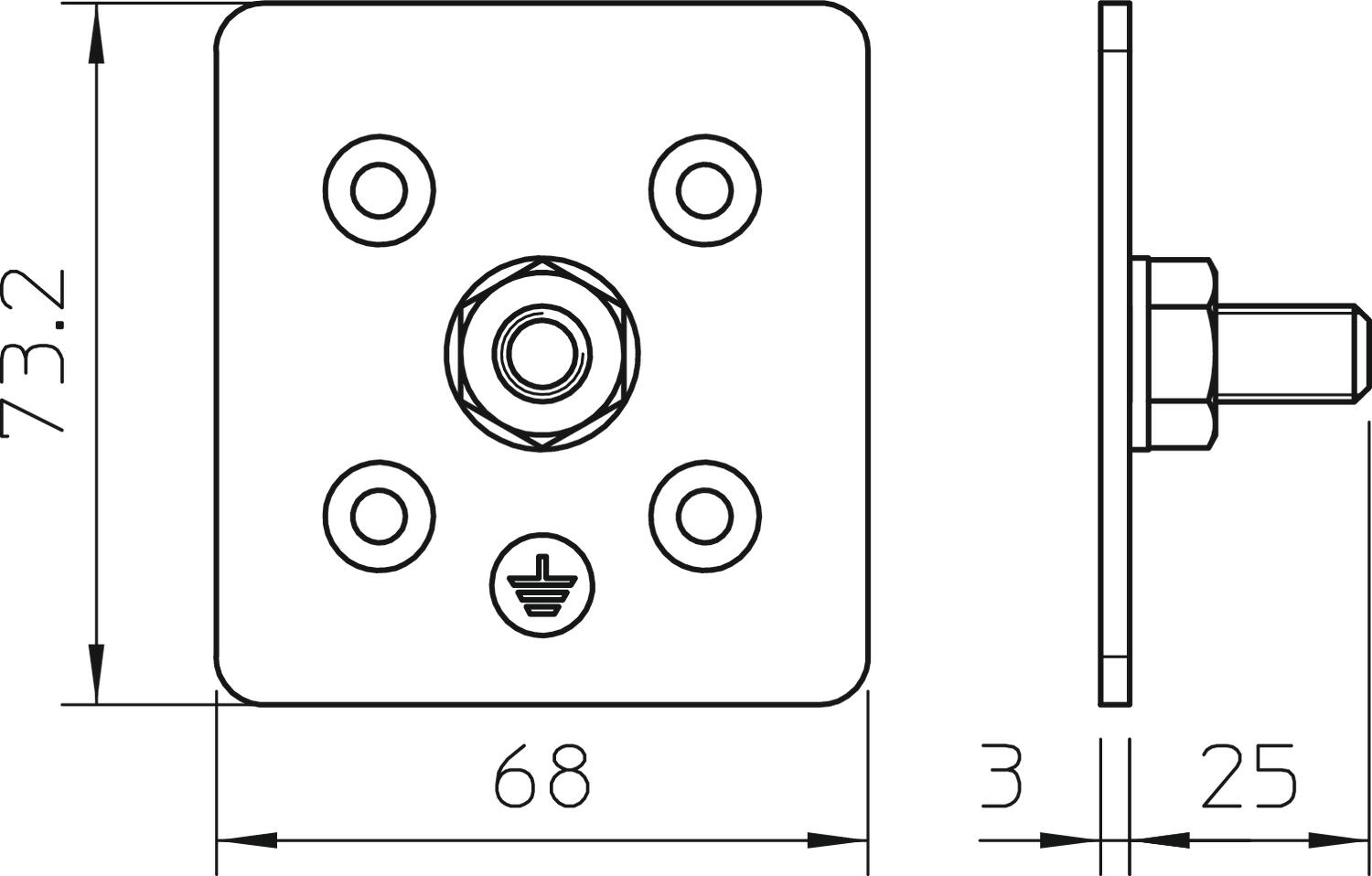 Mounting plate, 1-pole, M10 | OBO