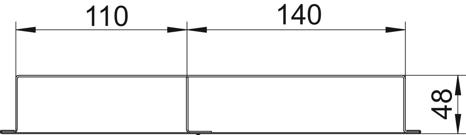 Underfloor installation duct, 2-compartment, trunking height 48 mm 2000 ...